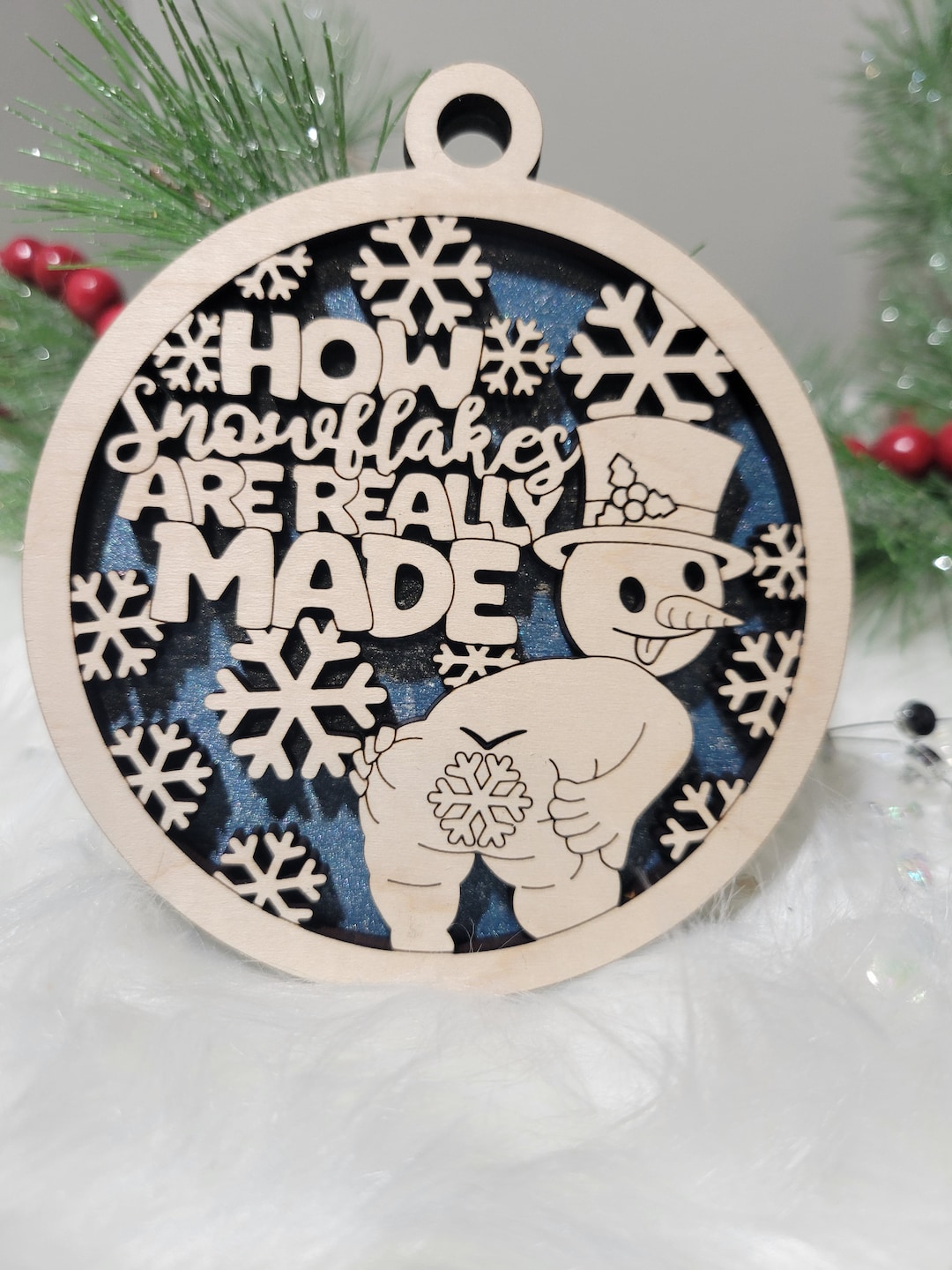 Naughty Snowman Funny Christmas Ornament, Inappropriate Ornament, Sassy ...