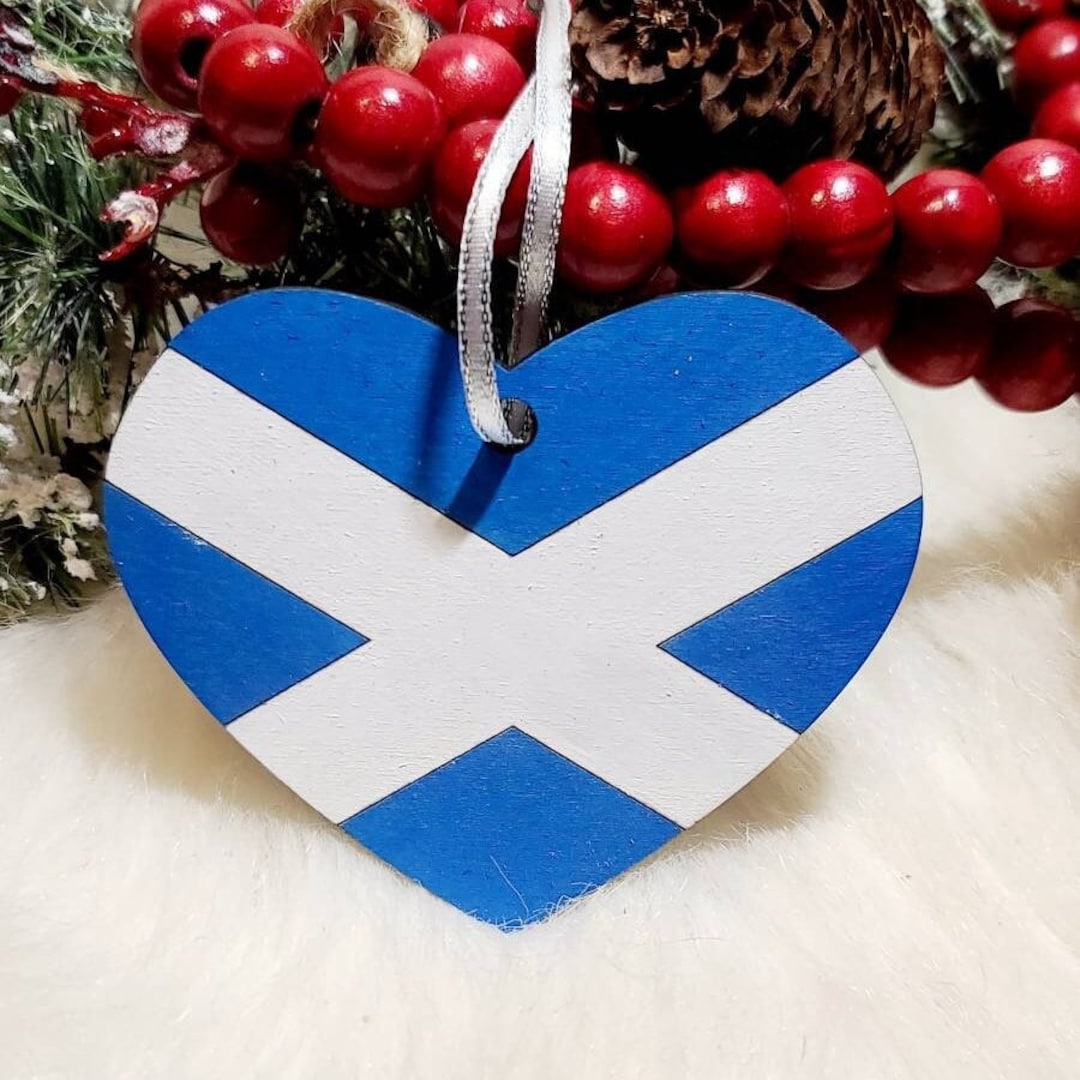 Scotland Heart Flag Hand-painted Ornament, Scottish Ornament, Travel ...