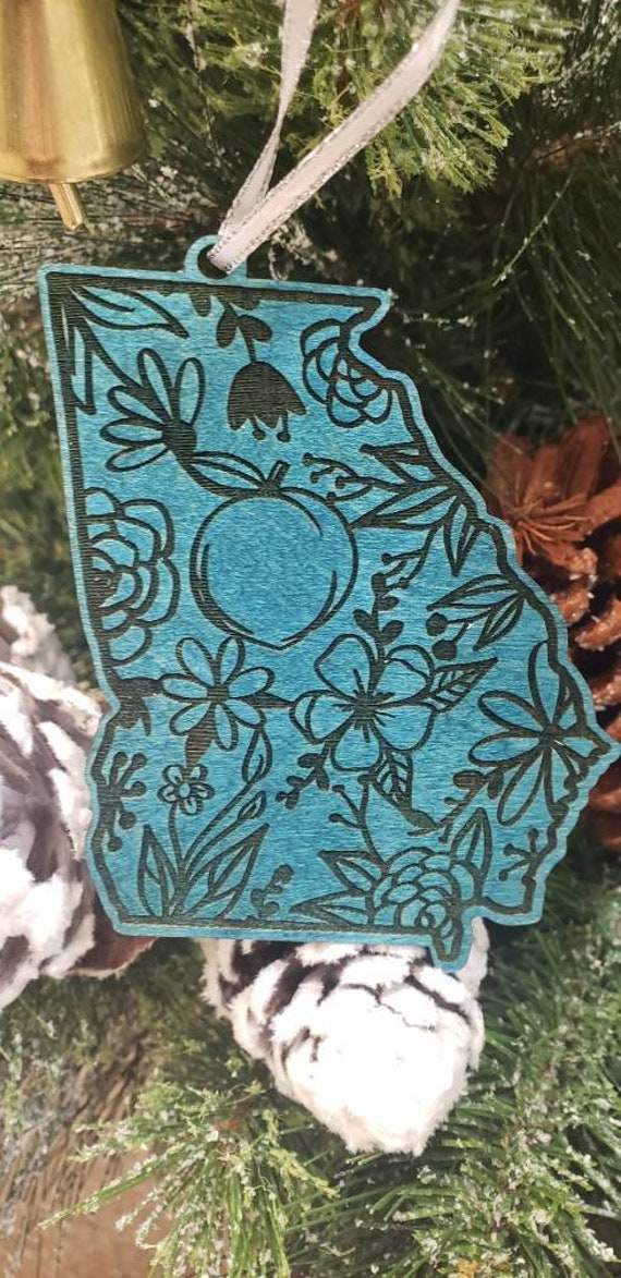 Georgia flipped blue floral Christmas Ornament Georgia | Etsy