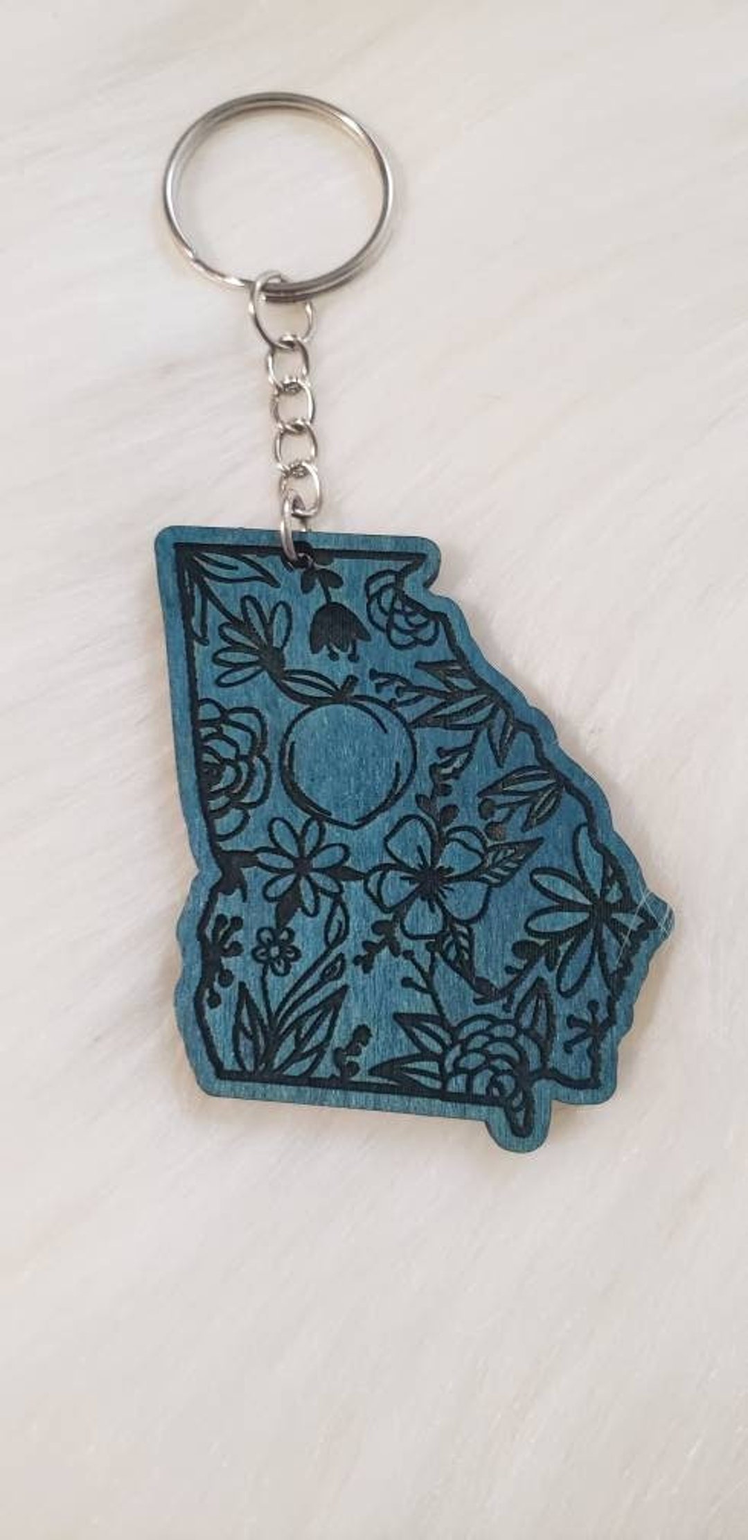 Georgia Flipped Blue Keychain, Floral Keychain, Georgia Flipped ...
