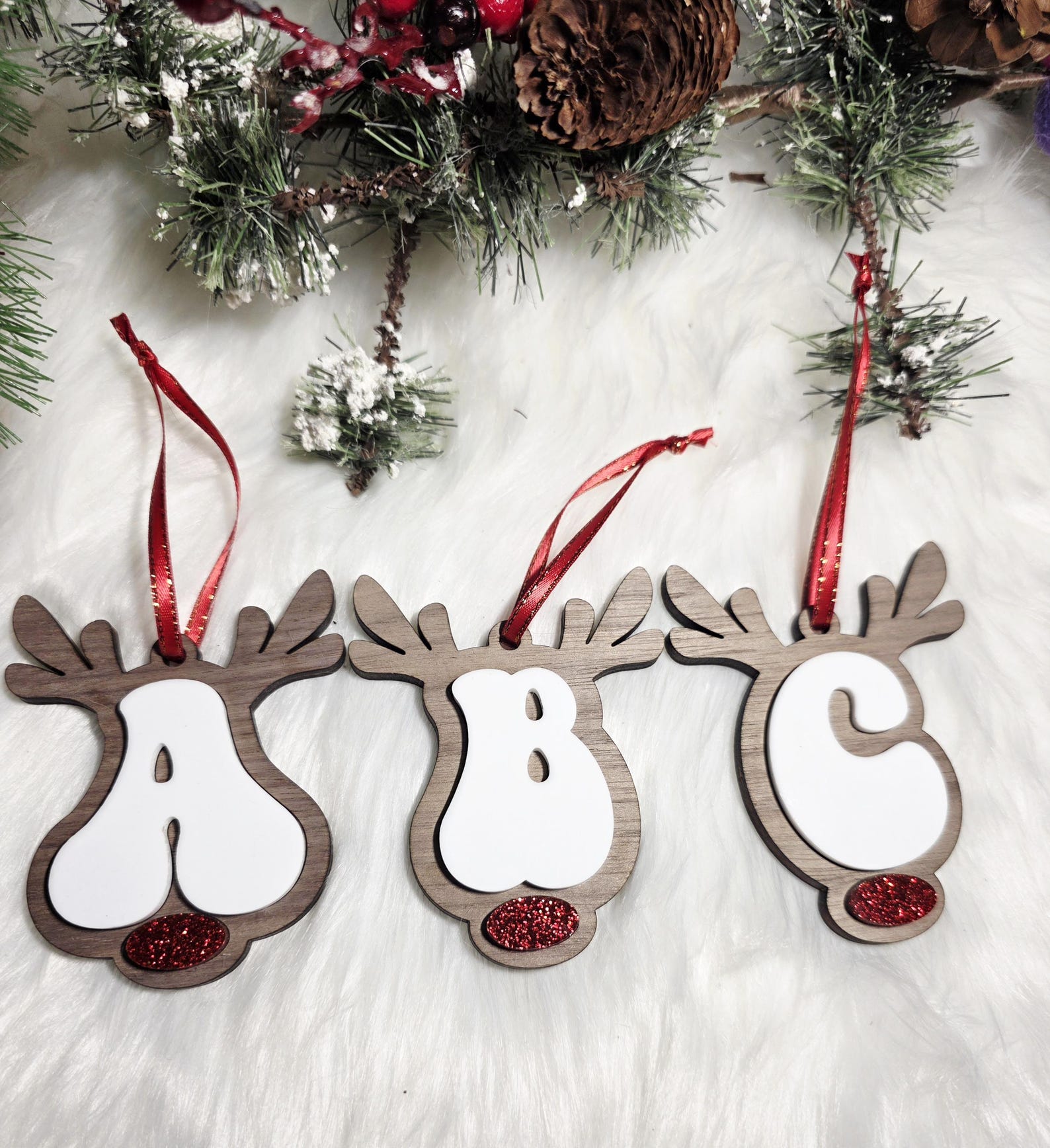 Personalized Reindeer Christmas Letter Ornament, Stocking Tags ...