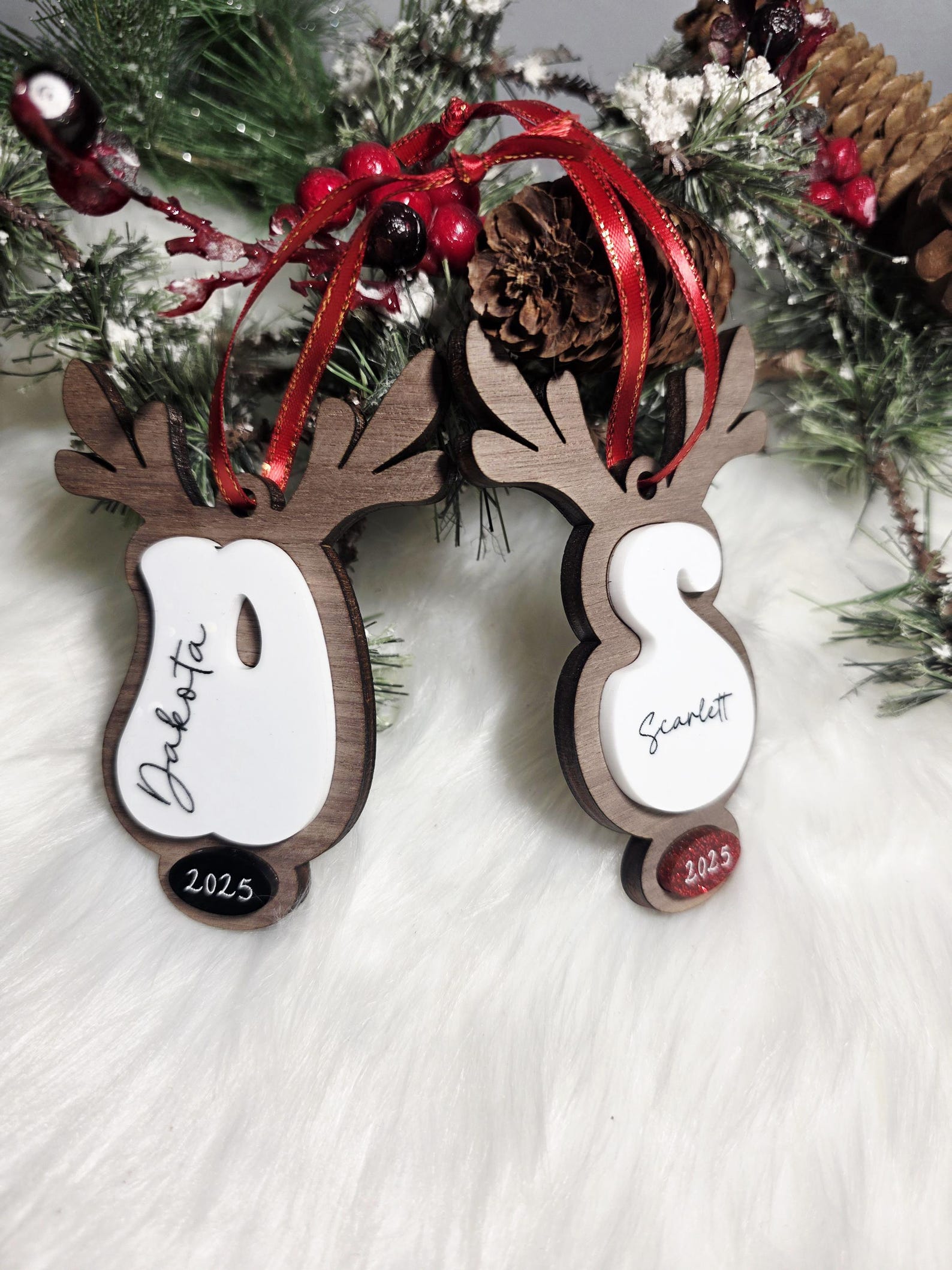 Personalized Reindeer Christmas Letter Ornament, Stocking Tags ...