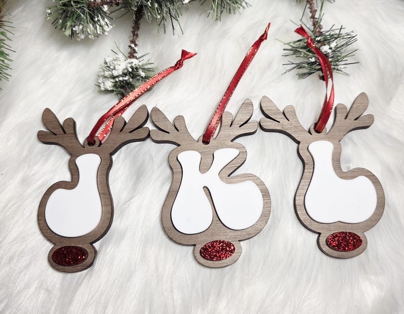 Personalized Reindeer Christmas Letter Ornament, Stocking Tags ...