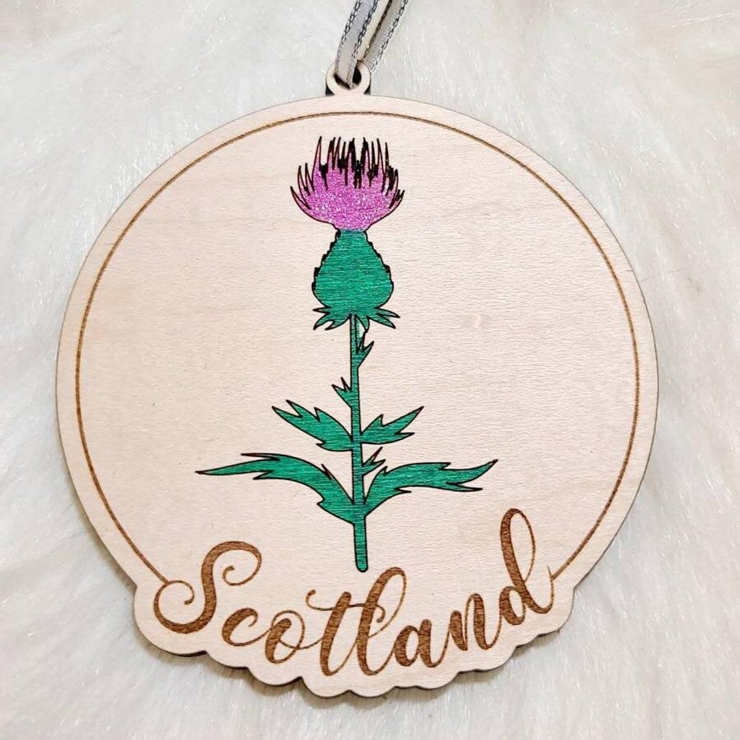 Scotland Souvenir Thistle Hand-painted Ornament, Scottish Ornament ...