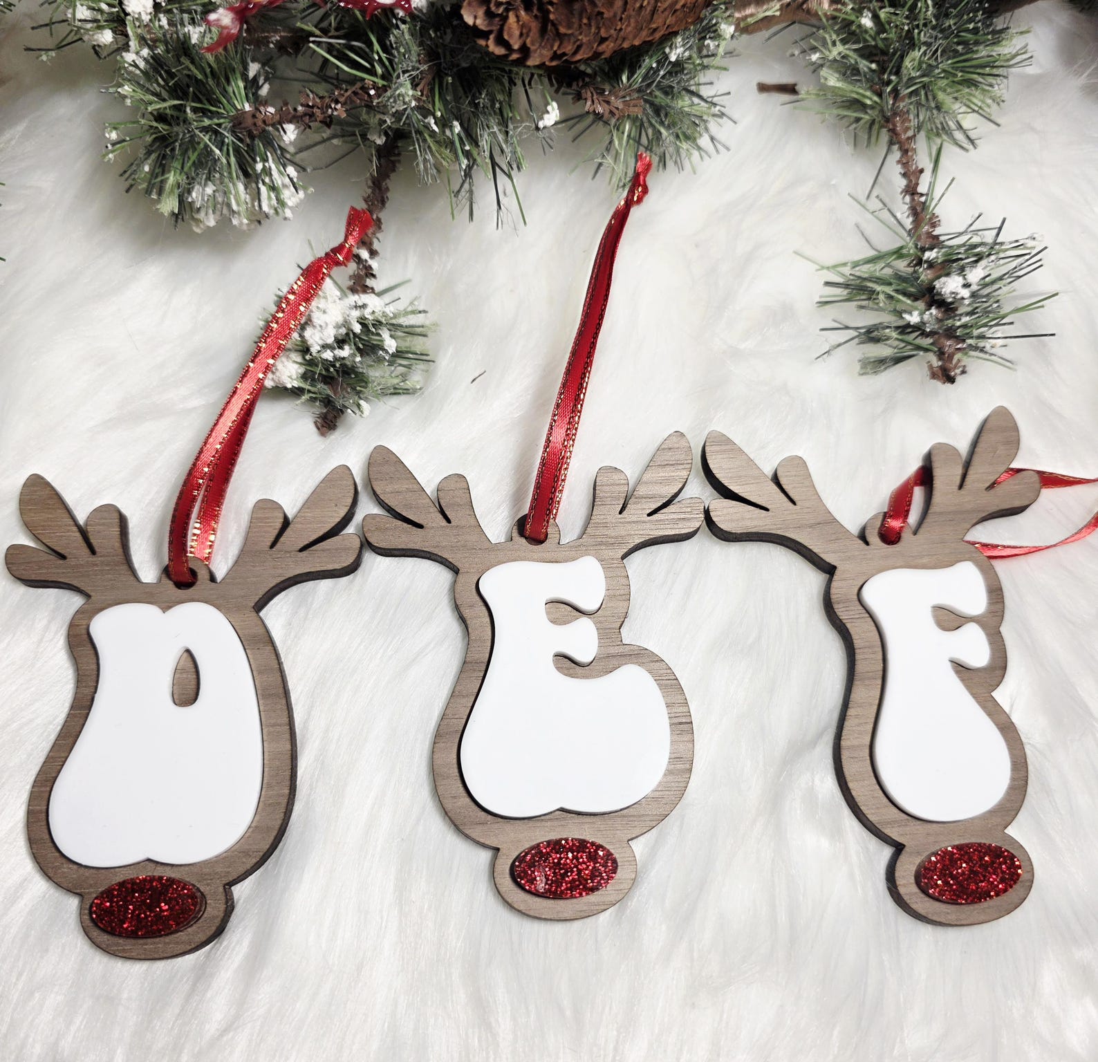 Personalized Reindeer Christmas Letter Ornament, Stocking Tags ...