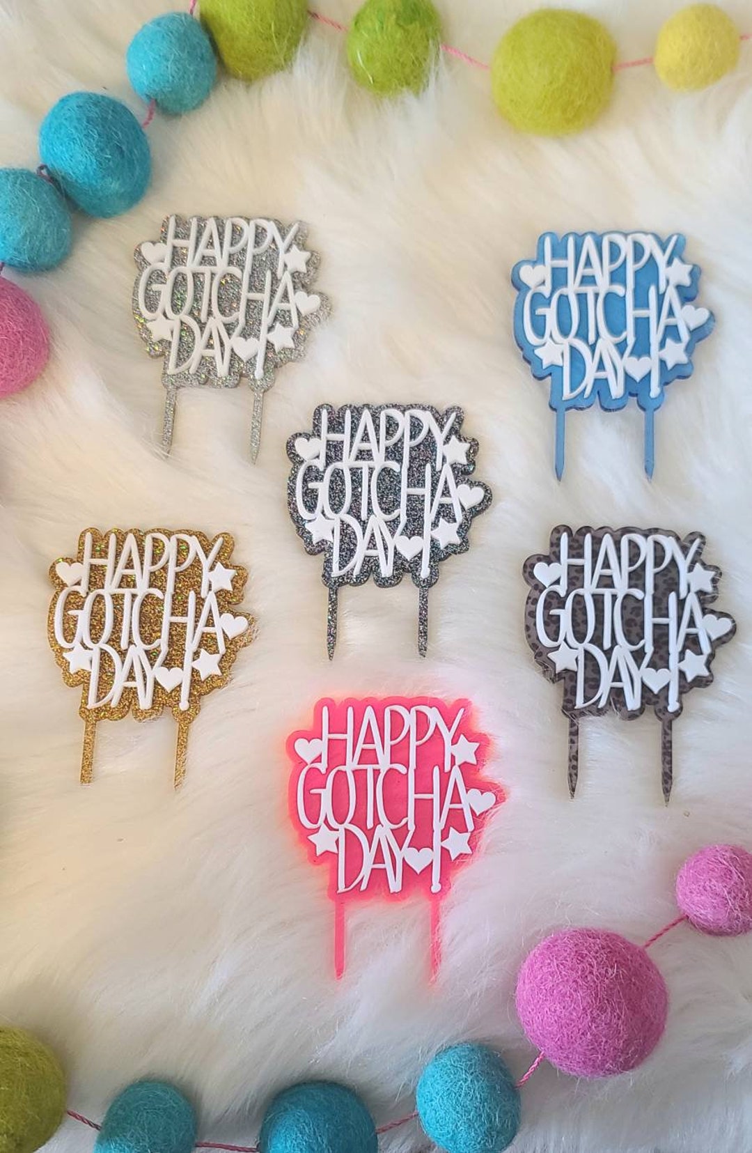Happy Gotcha Day Cake Topper, Dog Food Topper, Cat Food Topper, Adopt ...
