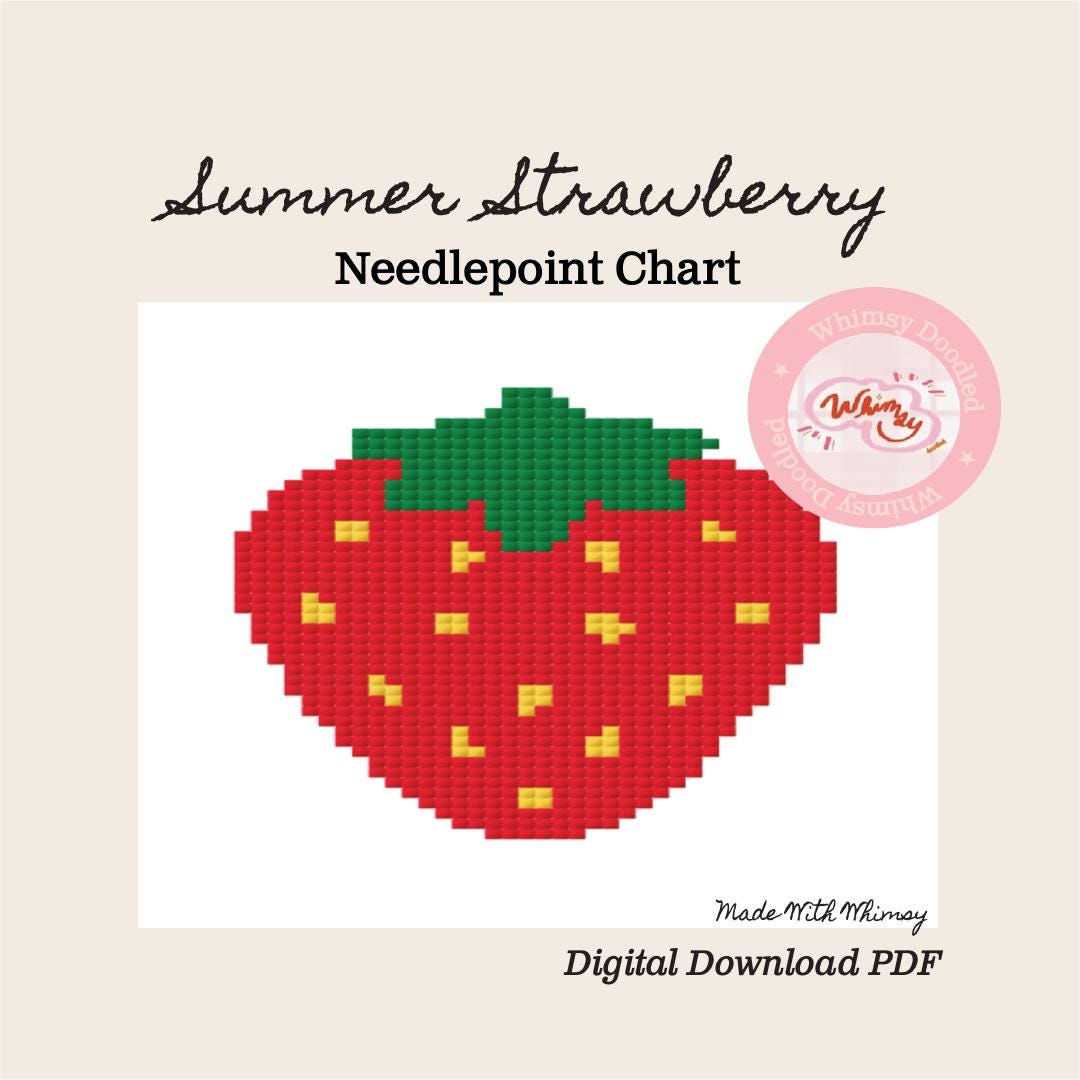 Summer Strawberry Digital Chart | Needlepoint Pattern | 12 Mesh Count ...