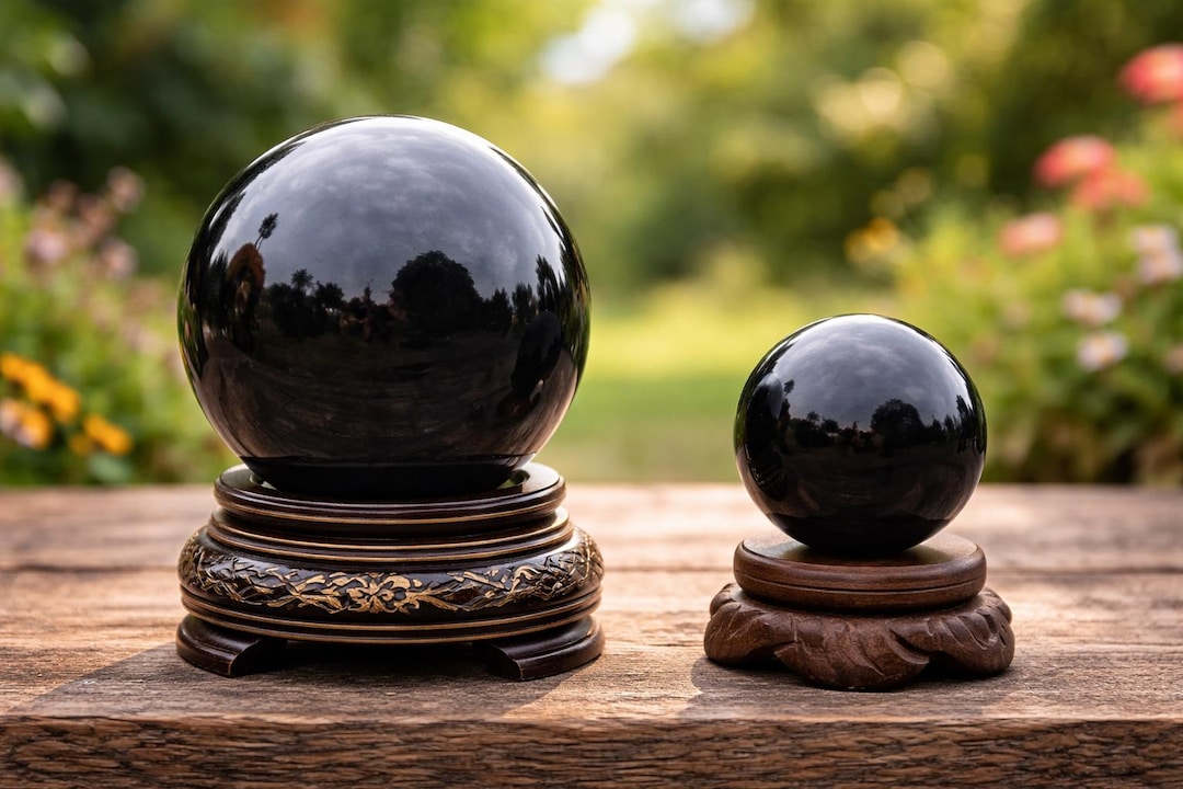 Beautiful Black Obsidian Spheres, Large Crystal Ball, Healing Obsidian ...