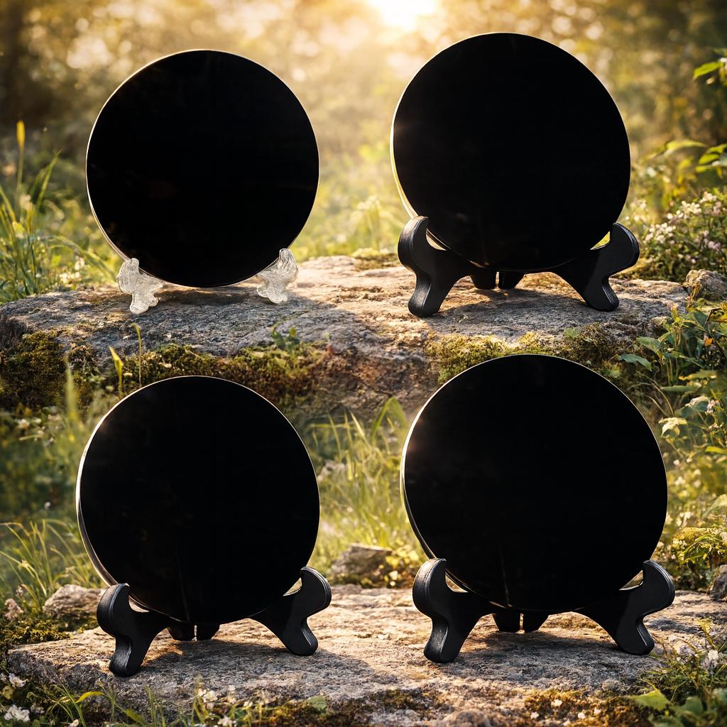 Black Obsidian Mirror, Scrying Mirror, Black Obsidian Scrying Plate ...