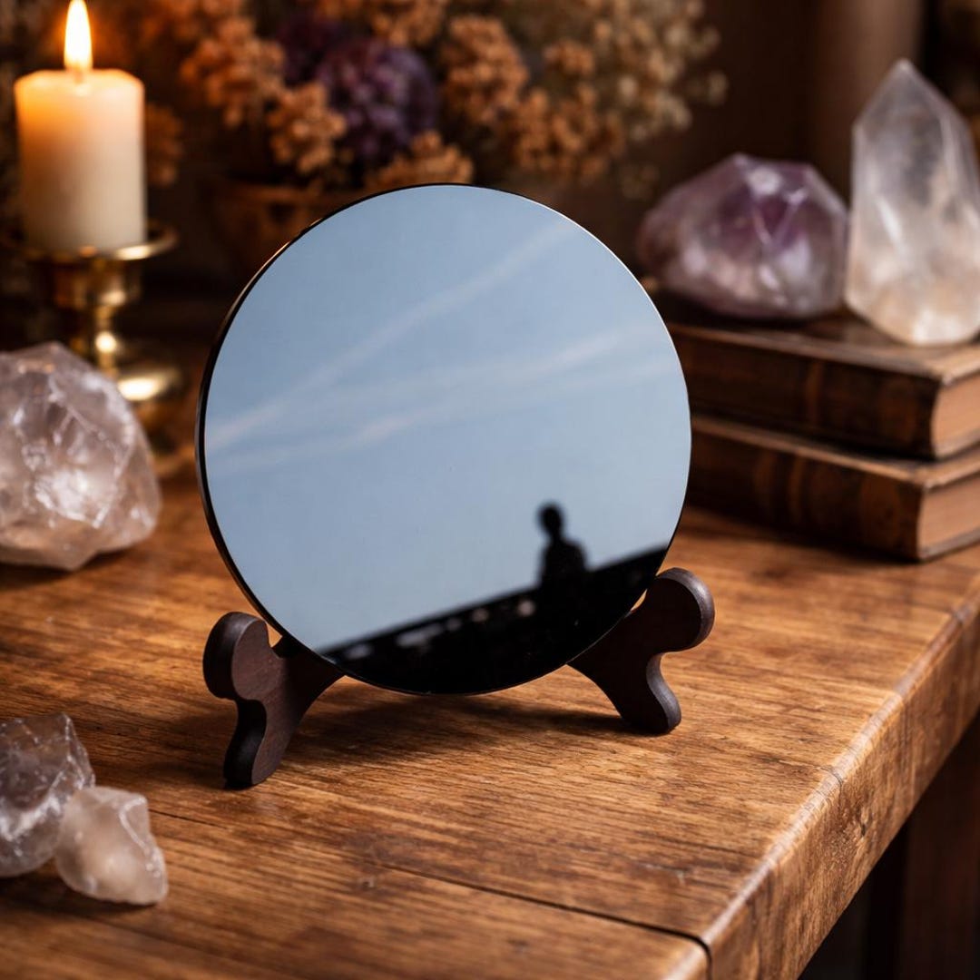 Beautiful Black Obsidian Mirror, Scrying Plate, Black Crystal, Obsidian ...