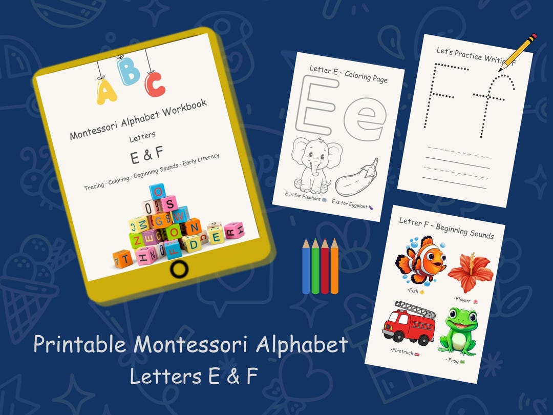 Montessori Alphabet Workbook – Letters E and F | Printable Alphabet ...