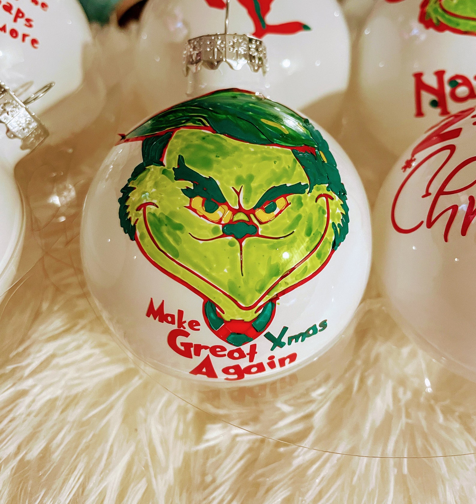 Grinch Themed Ornaments. Set of 12 Vinyl and Hand Painted - Etsy
