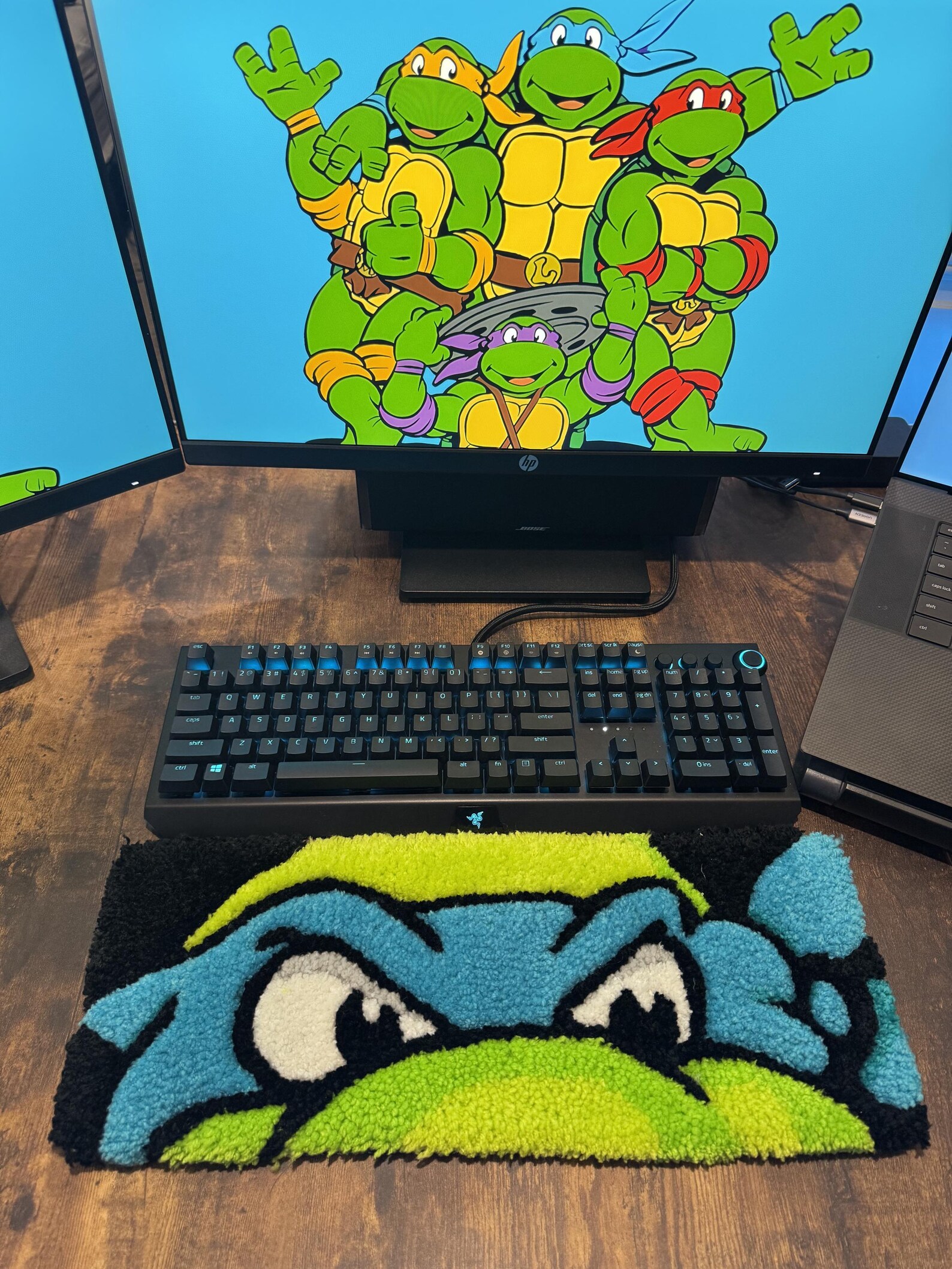 Turtle Keyboard Rug • Hand-tufted Desk Mat • Cute Desk Decor • by Sweet ...