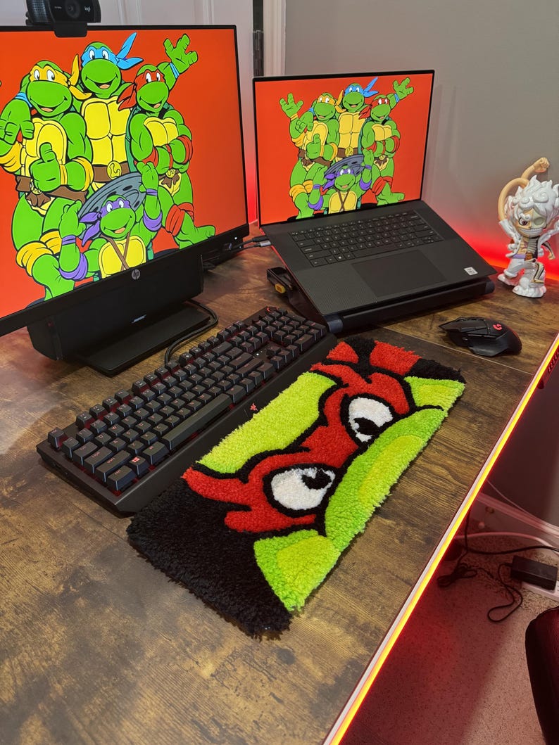 Turtle Keyboard Rug • Hand-tufted Desk Mat • Cute Desk Decor • by Sweet ...