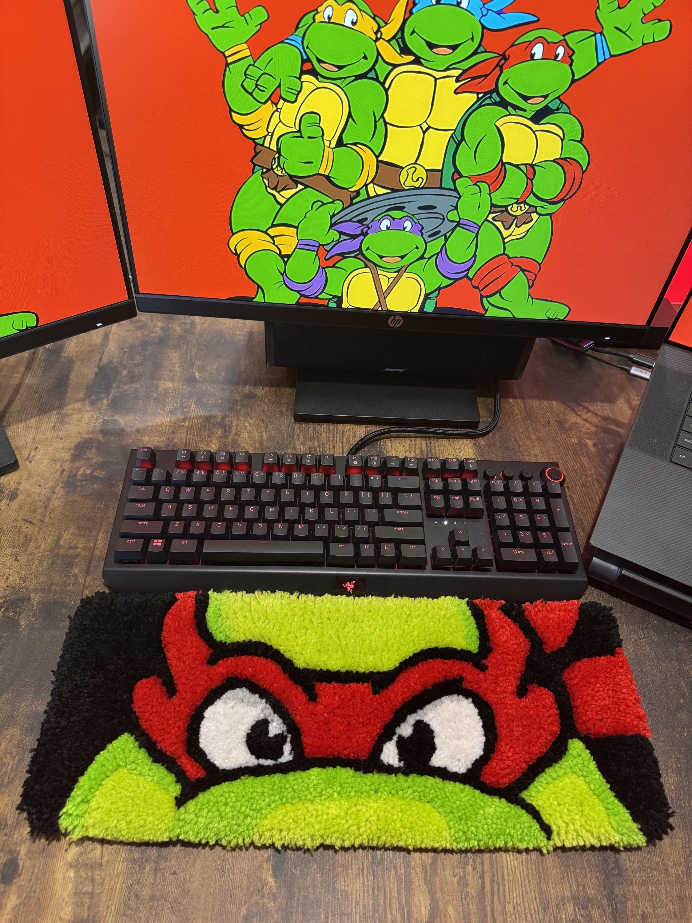 Turtle Keyboard Rug • Hand-tufted Desk Mat • Cute Desk Decor • by Sweet ...