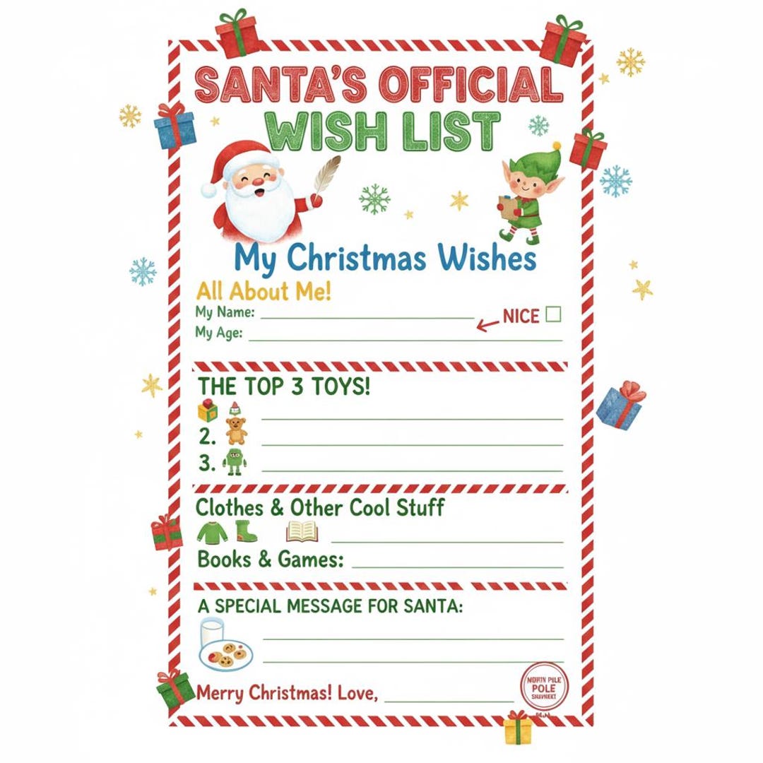 Christmas Wishlist Template for Kids - Etsy