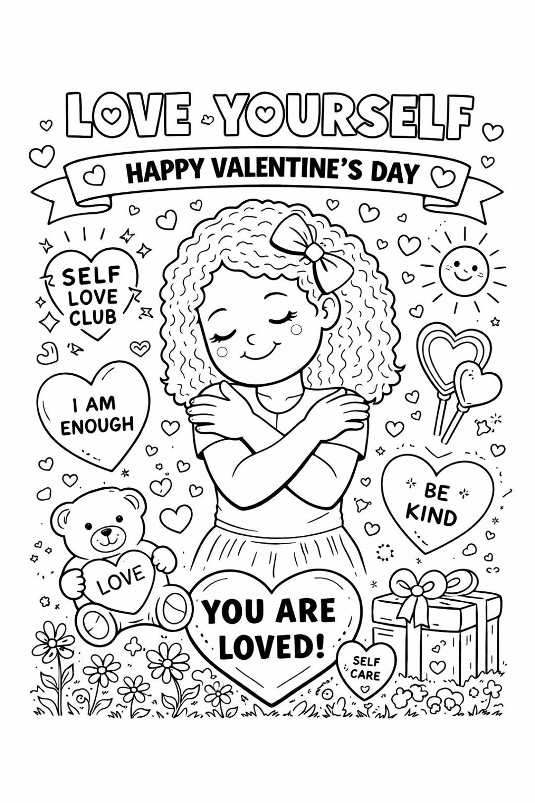 Girls and Boys Valentines Coloring Sheet Affirmations (set of 2) - Etsy