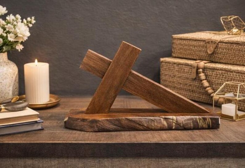 Wooden Cross Decor/solid Wood Tabletop Crosses/ Rustic Religious Home ...