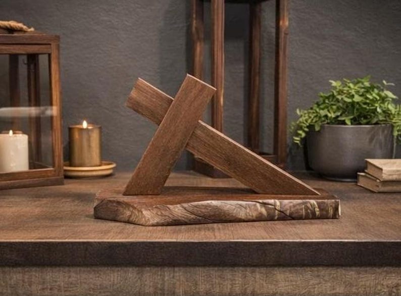 Wooden Cross Decor/solid Wood Tabletop Crosses/ Rustic Religious Home ...