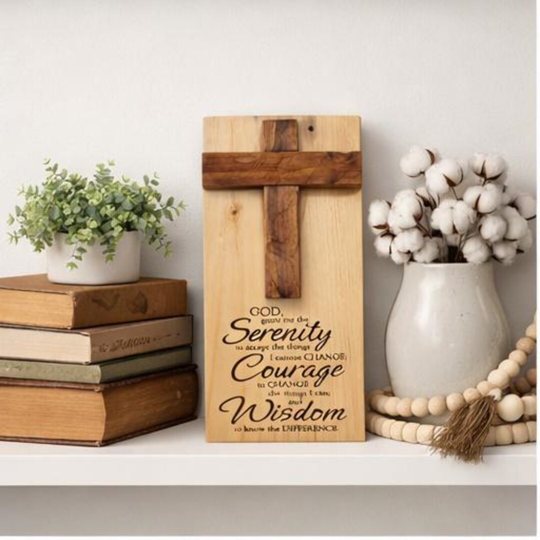 Serenity Prayer Wooden Cross Sign, Handmade Christian Wall Decor ...