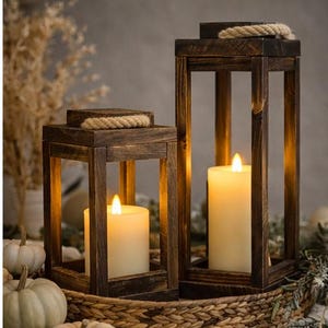 Reclaimed Wood Lantern / Wood Candle Holders/ Rustic Farmhouse Decor ...