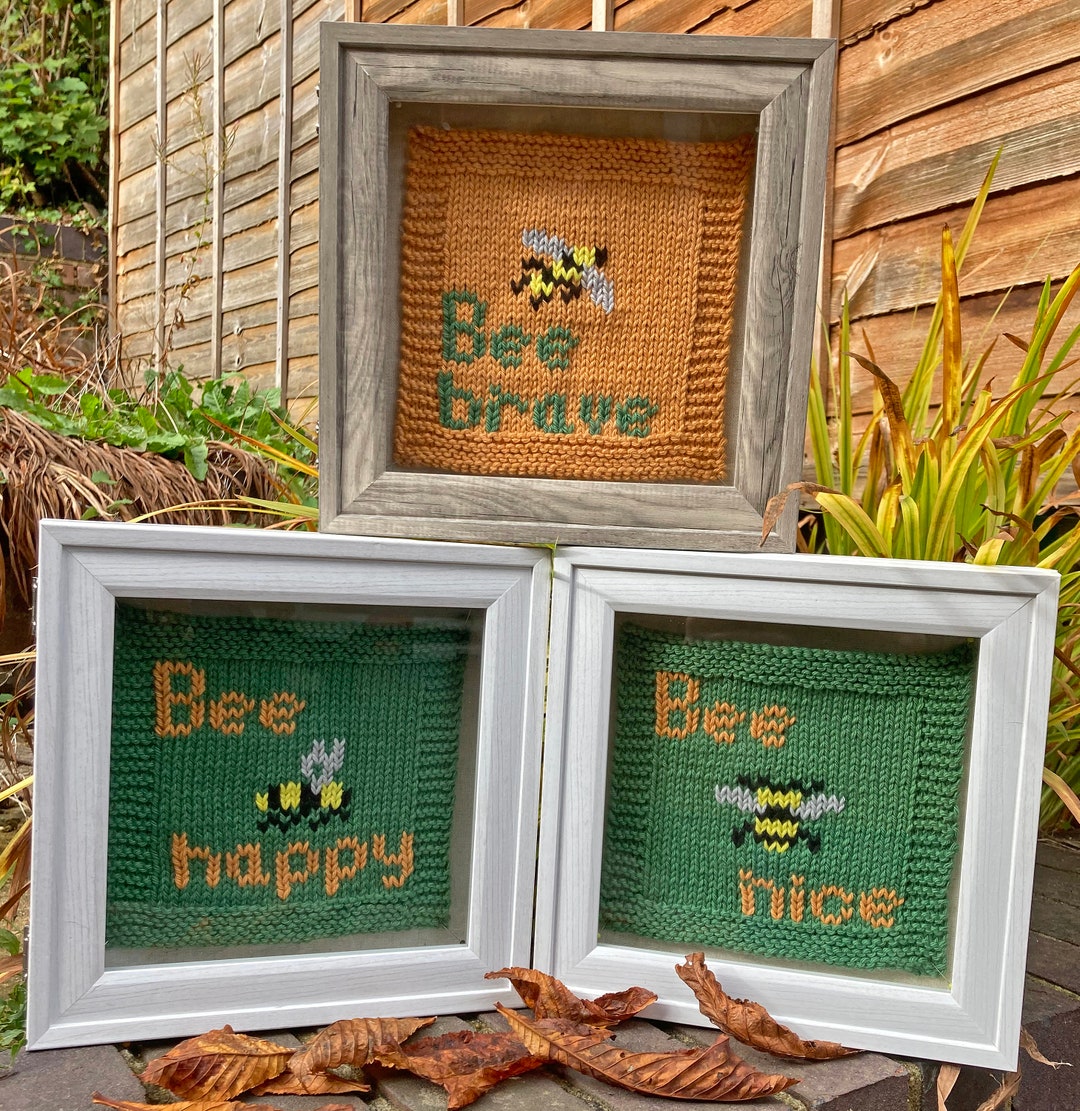 Instant Download KNITTING PATTERN for Bee Slogans Wall Art, Coasters or ...