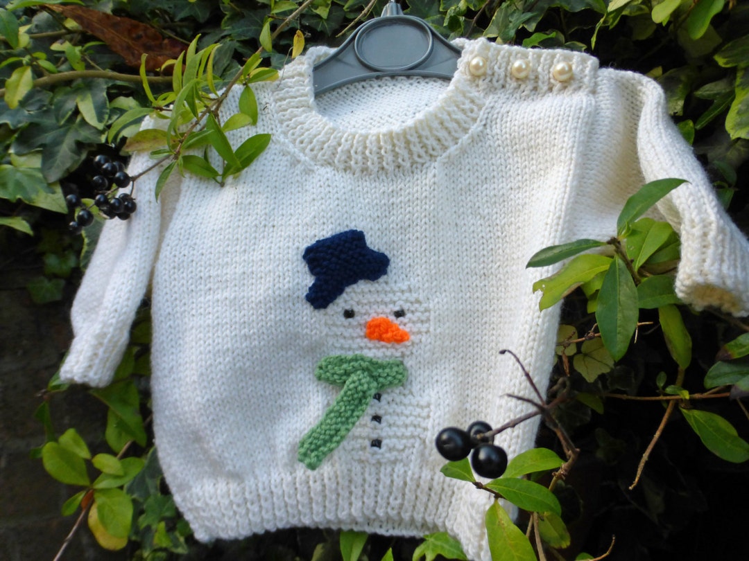 Christmas Baby Jumper Knitting Pattern - Snowman Sweater - Etsy
