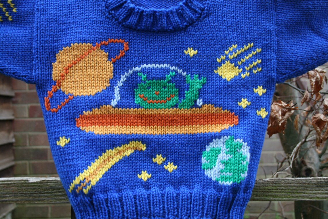KNITTING PDF PATTERN Aliens in Space Toddler's Sweater - Etsy