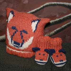 BABY KNITTING PATTERN in Pdf - Fox and Wolf Cub Baby Hat and Booties - Etsy