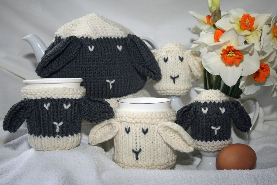 Sheep Tea Cosy Set Knitting Pattern - Tea Cosy, Mug Cosy, Cup Cosy, Can ...