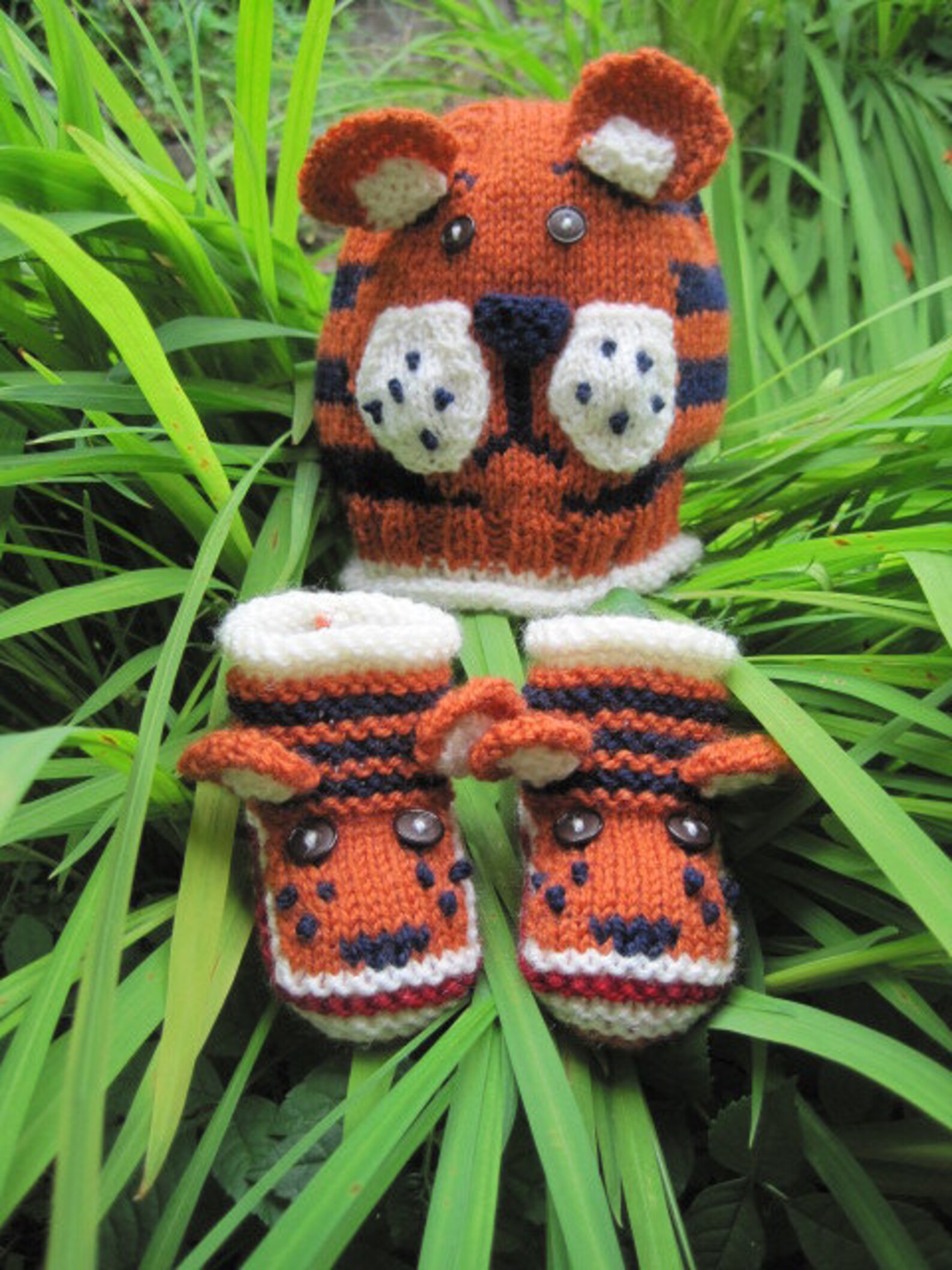 Tiger Baby KNITTING PATTERN in Pdf Tiger Paws Baby Hat and - Etsy