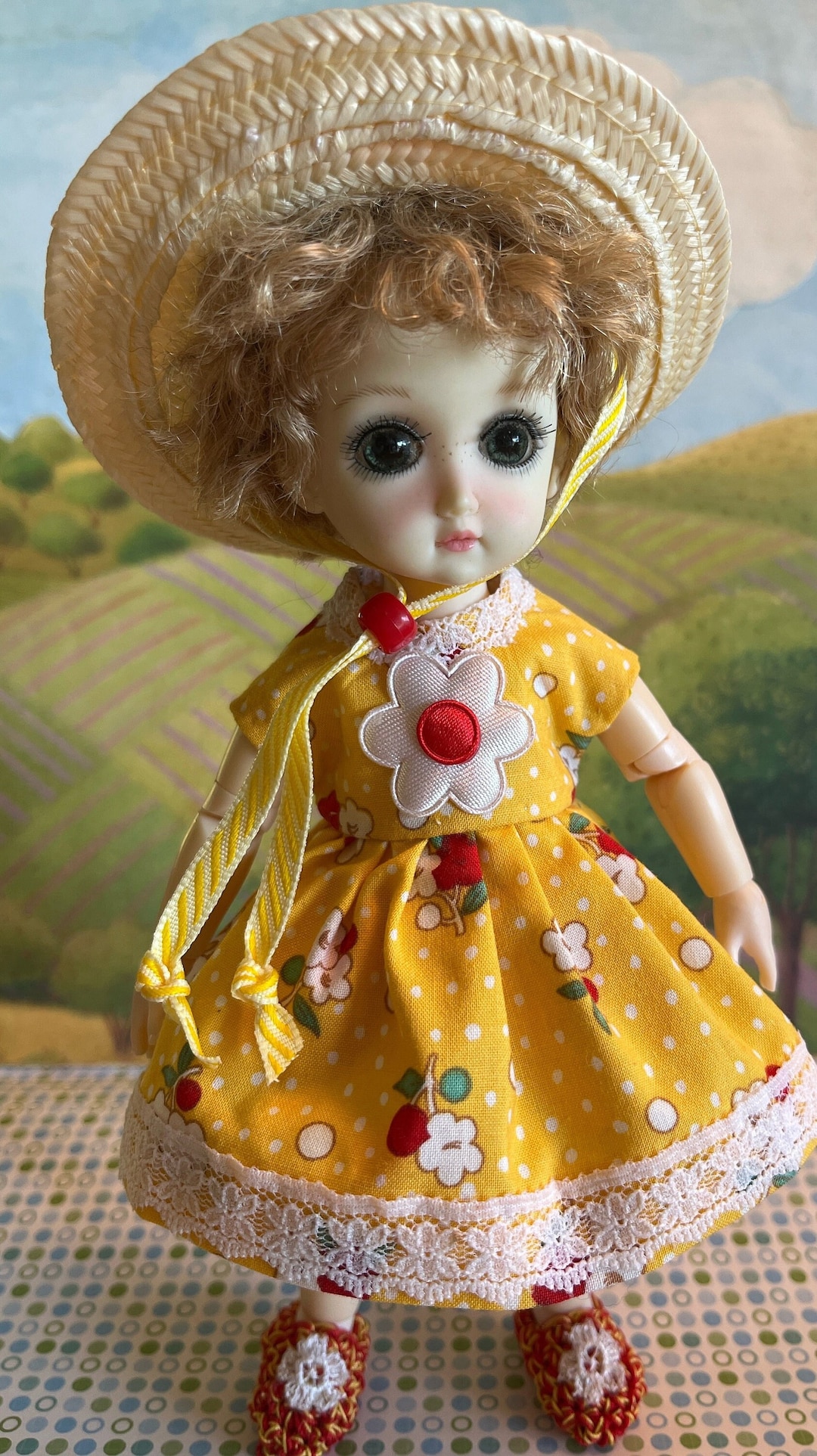 JDL Doll Clothes 'pretty Poppys' for 8” BJD Strawberina, or Ten Ping or ...