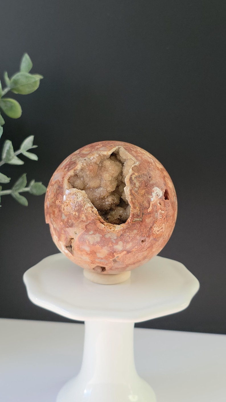 Pink Crazy Lace Agate Sphere From Mexico Natural Druzy Banded Crystal ...