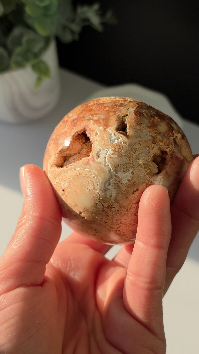 Pink Crazy Lace Agate Sphere From Mexico Natural Druzy Banded Crystal ...