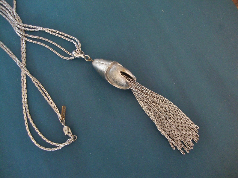 Monet Silver Pendant Necklace Modernist Designer Abstract | Etsy