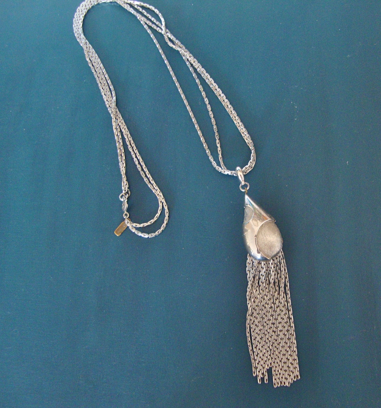 Monet Silver Pendant Necklace Modernist Designer Abstract | Etsy