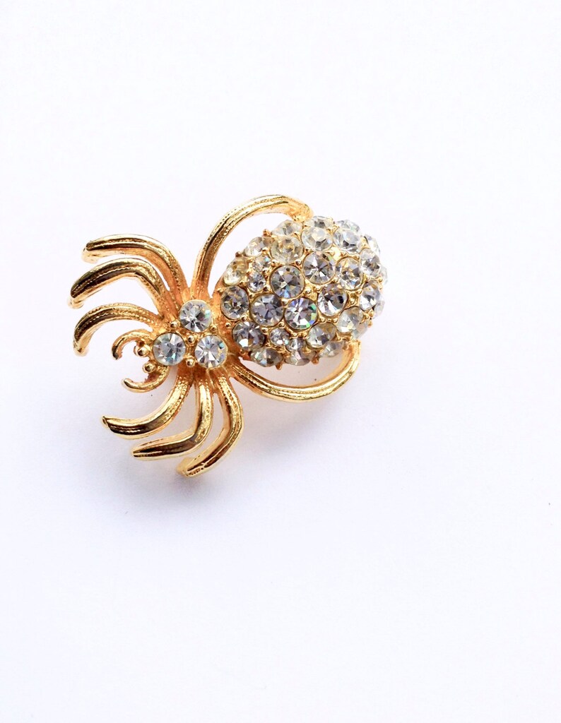Rhinestone Bee Brooch Gold Insect Scatter Pin Vintage Fashion Figural ...