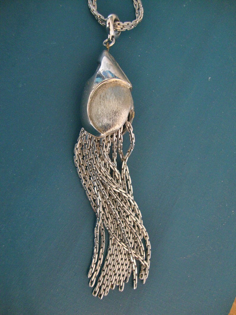 Monet Silver Pendant Necklace Modernist Designer Abstract | Etsy