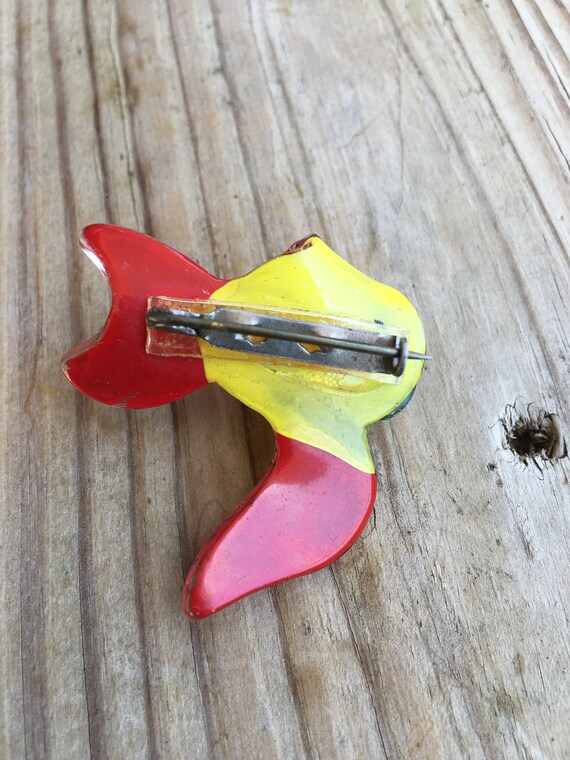 Rare 1930's Flying Bird Pin Red Wings Vintage Plastic… - Gem