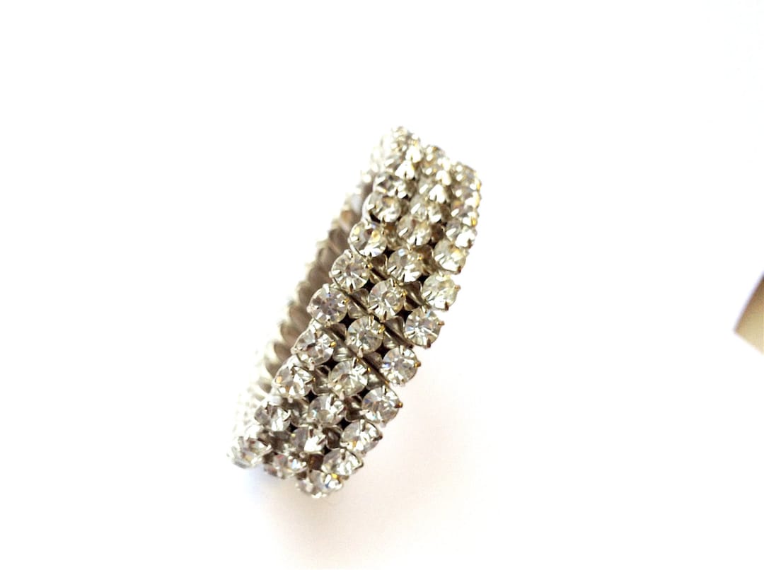Vintage Rhinestone Expansion Bracelet Stretch Bridal Fashion Retro ...
