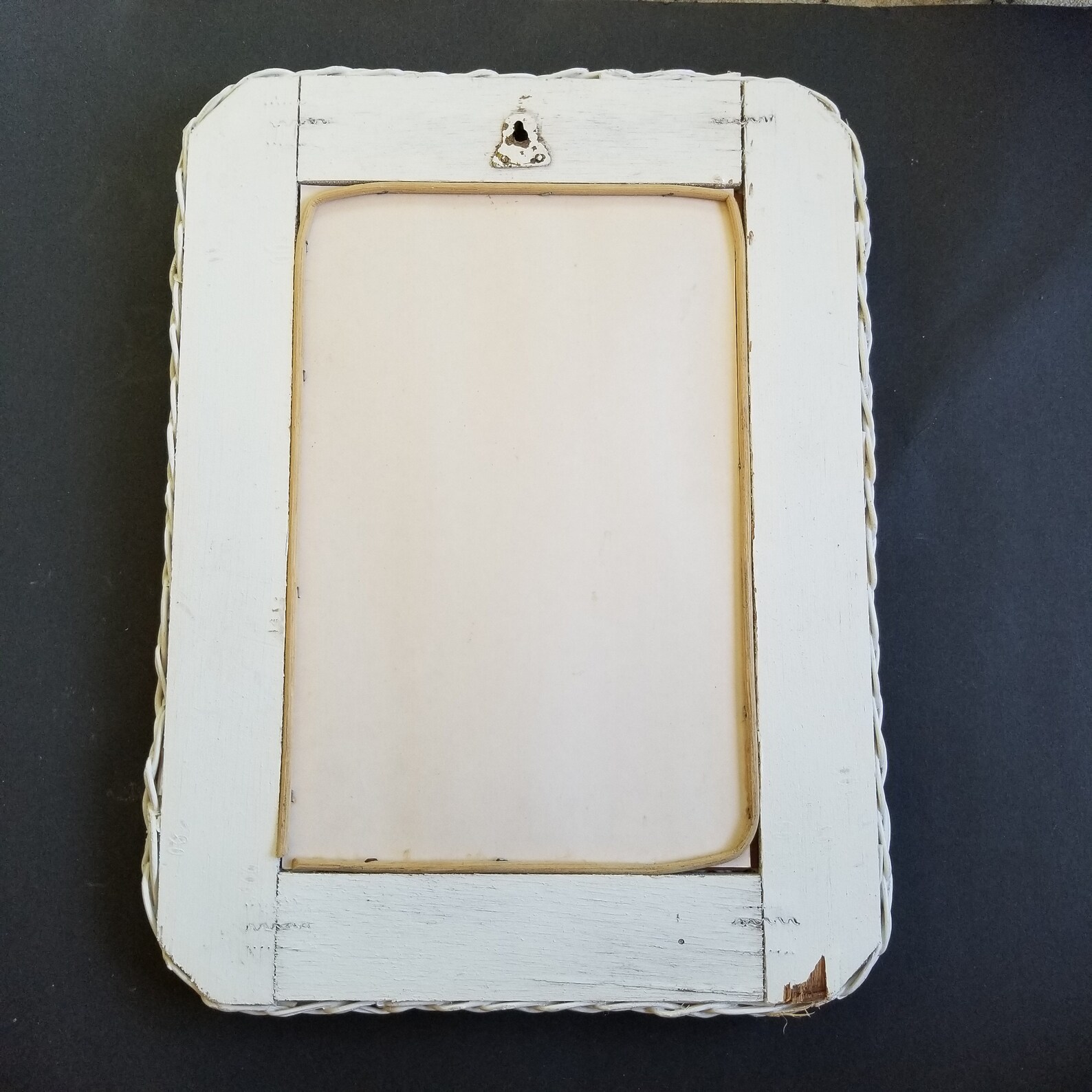 Vintage Used Rectangular White Wicker Mirror (16 by 12 Inches ...