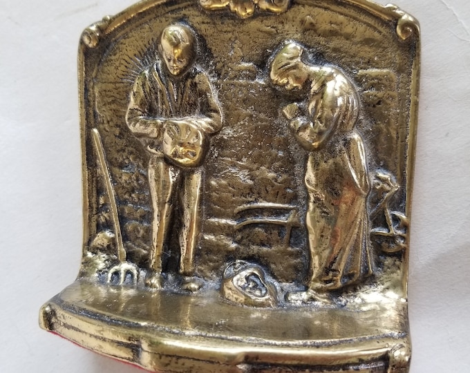 Solid Brass the Angelus Bookend / Saying Prayers Brass Bookend ...