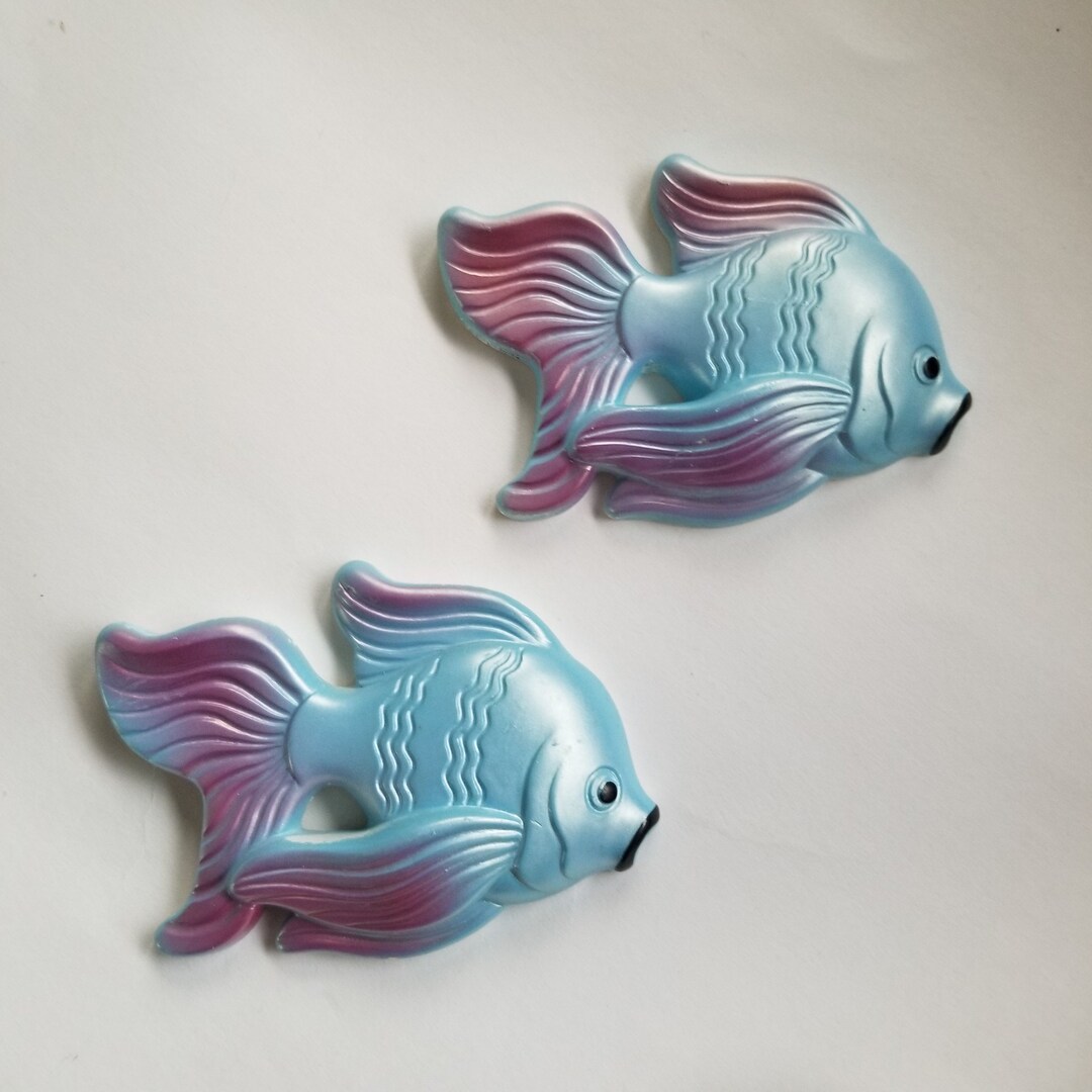Pair of Miller Studio 1969 Chalkware Blue and Pink Fish / - Etsy