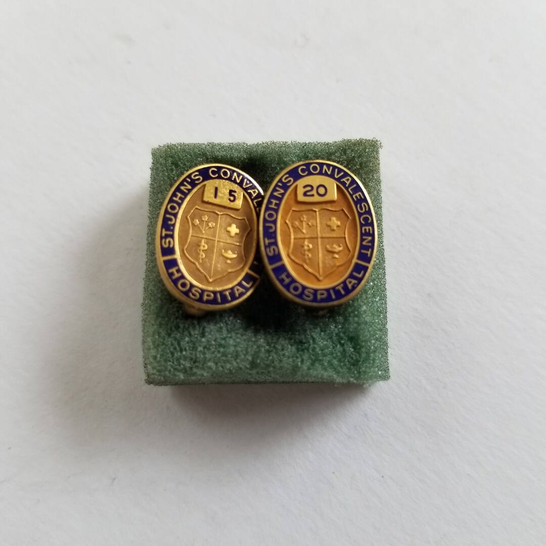 Pair of St. John's Convalescent Hospital Service Pins / Birks Gold ...