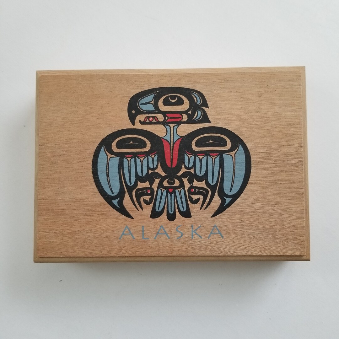 CLEARANCE Wooden Thunderbird Alaska Box / Pacific Indian Wood Box ...