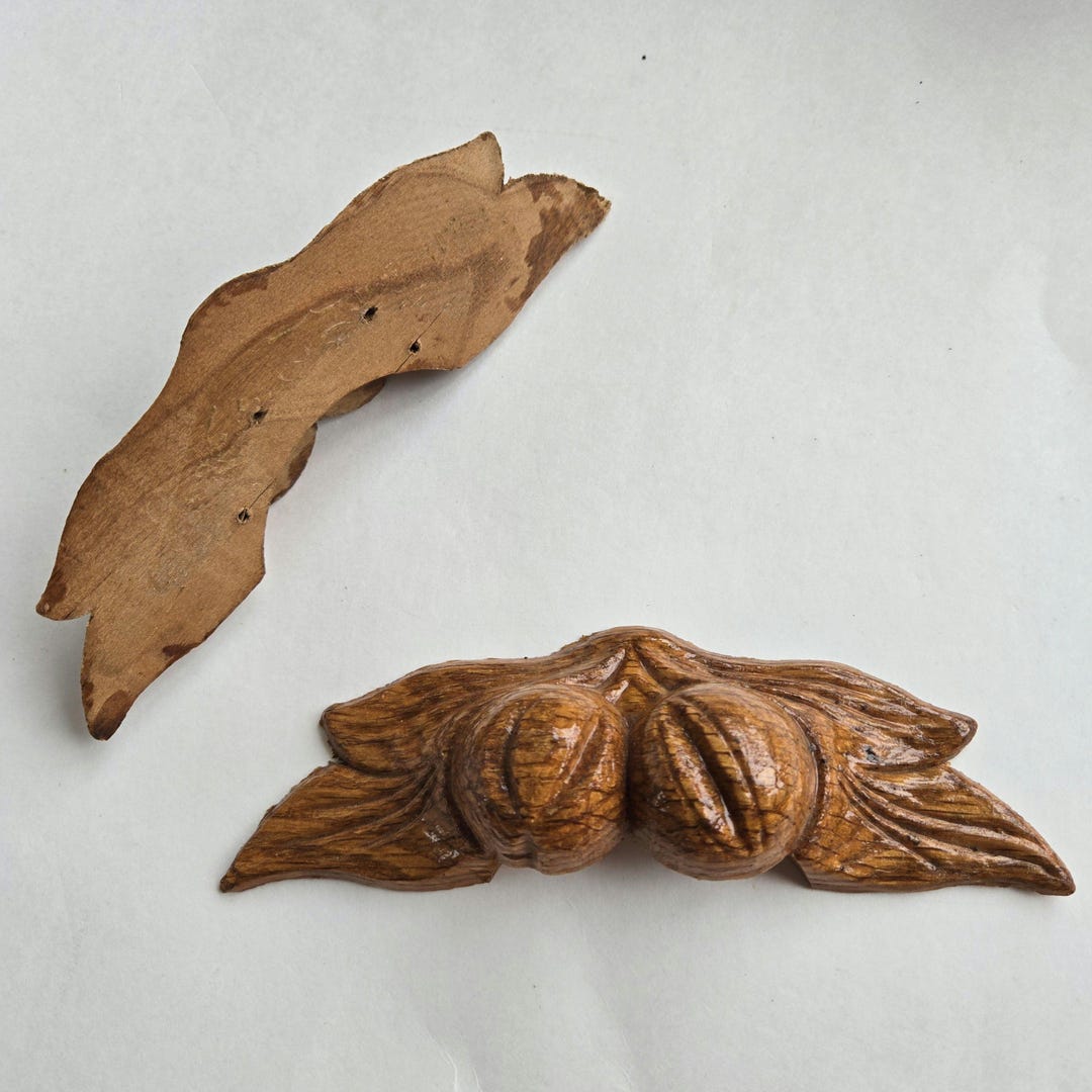 Salvaged Leaf With Fruit Nut Hand Carved Drawer Pulls (6 1/2 Inches ...