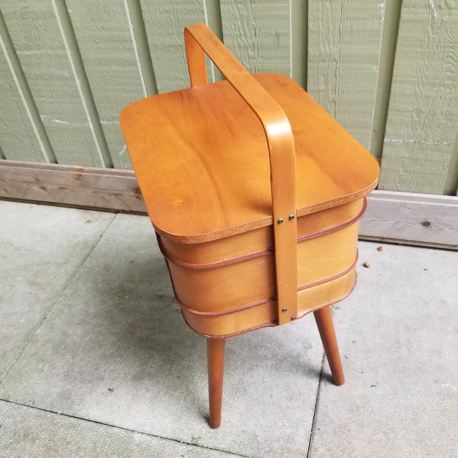 Mid Century Modern Sewing Box / Danish Design Swivel Drawer Sewing Box ...