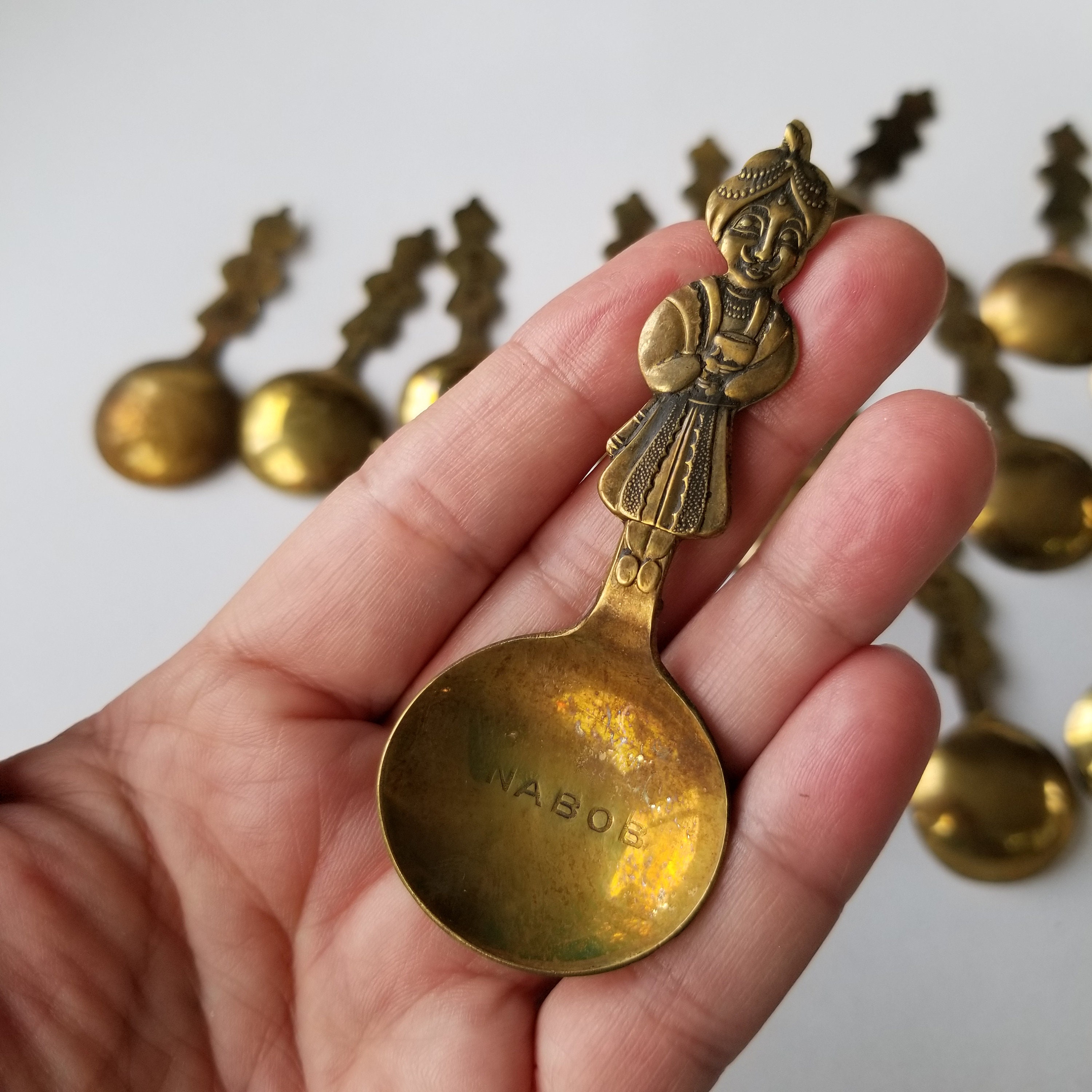 Brass Nabob Coffee Spoon / Collectible 1940's Nabob Genie Vintage Spoon ...