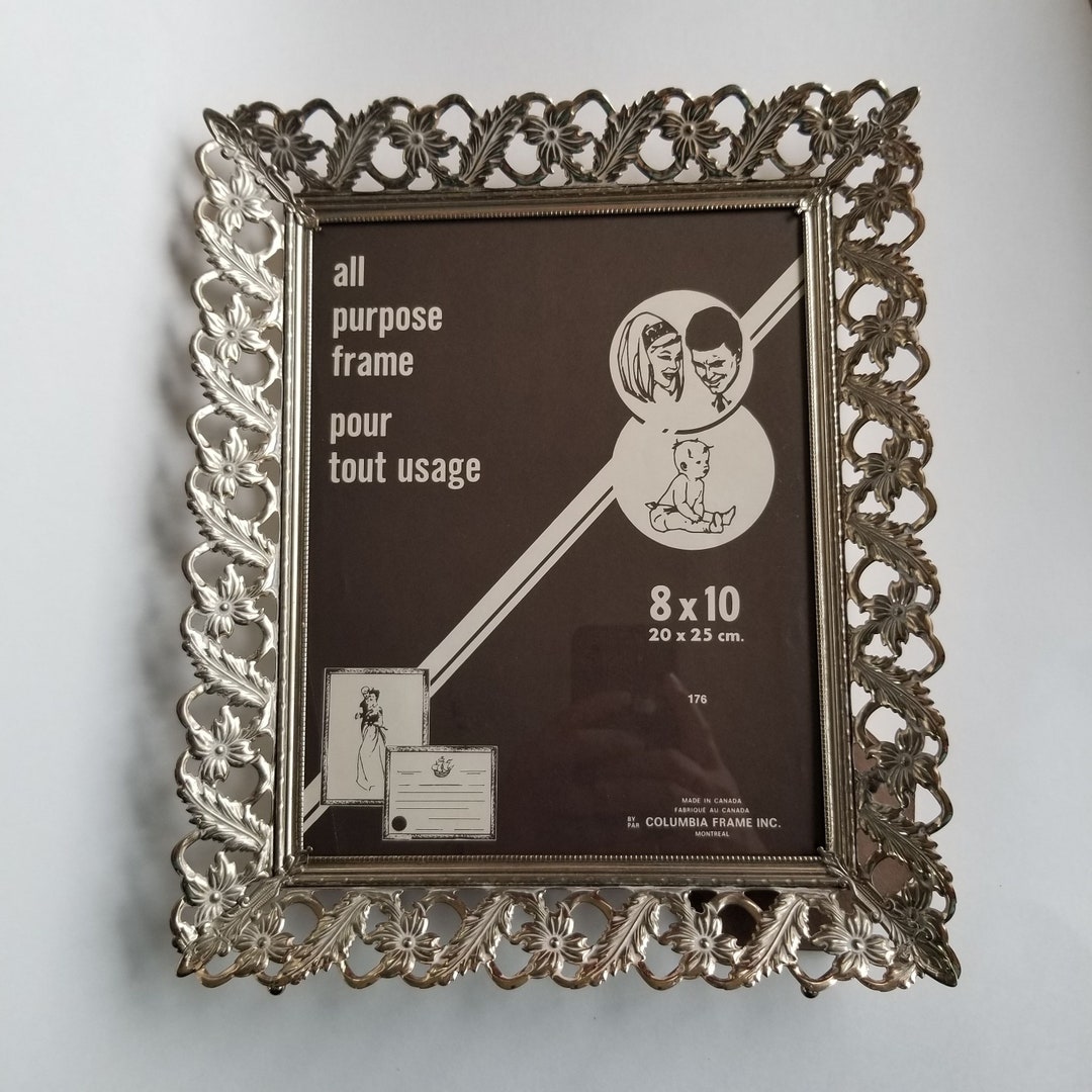 White Washed Floral Filigree Metal Picture Frame / 8 X 10 Inches Frame ...