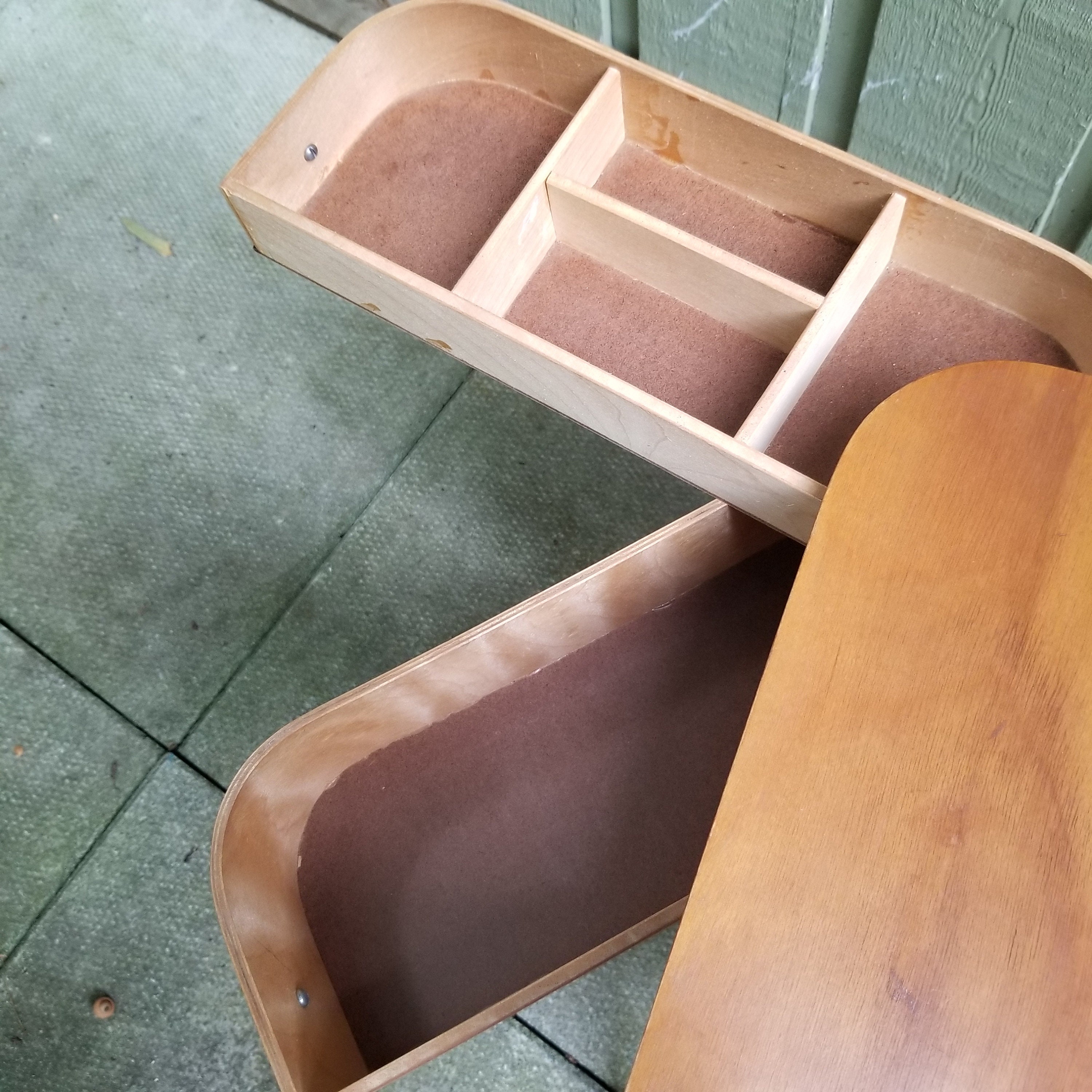 Mid Century Modern Sewing Box / Danish Design Swivel Drawer Sewing Box ...